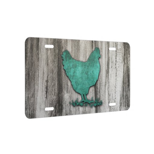Rustic Chicken (Blue) License Plate | Zazzle