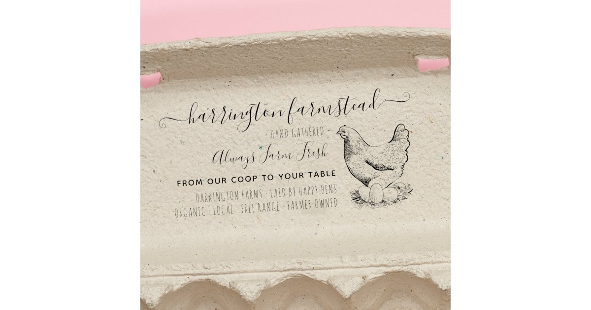 Rustic Chicken Family Farm Fresh Eggs Carton Self-inking Stamp | Zazzle