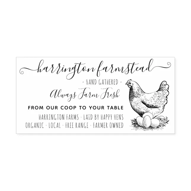 Rustic Chicken Family Farm Fresh Eggs Carton Self-inking Stamp | Zazzle