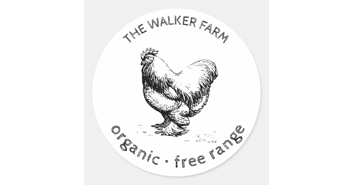 rustic chicken farmhouse monogram classic round sticker | Zazzle