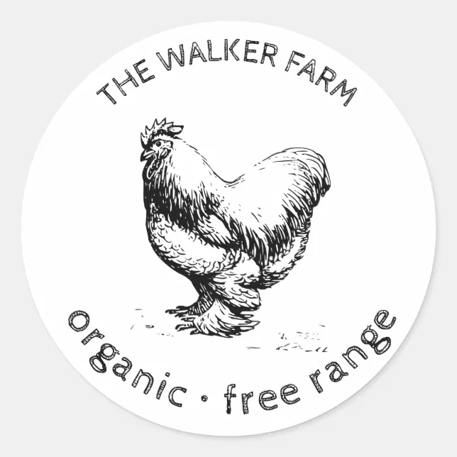 rustic chicken farmhouse monogram classic round sticker | Zazzle