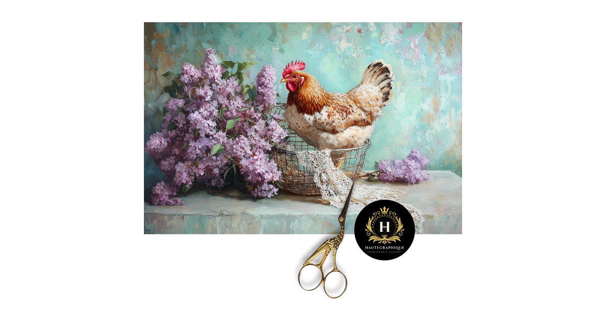 Rustic Chicken Lilacs Lace Decoupage Tissue Paper | Zazzle