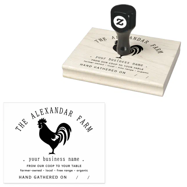 Rustic Chicken Personalized Egg Carton Rubber Stamp | Zazzle