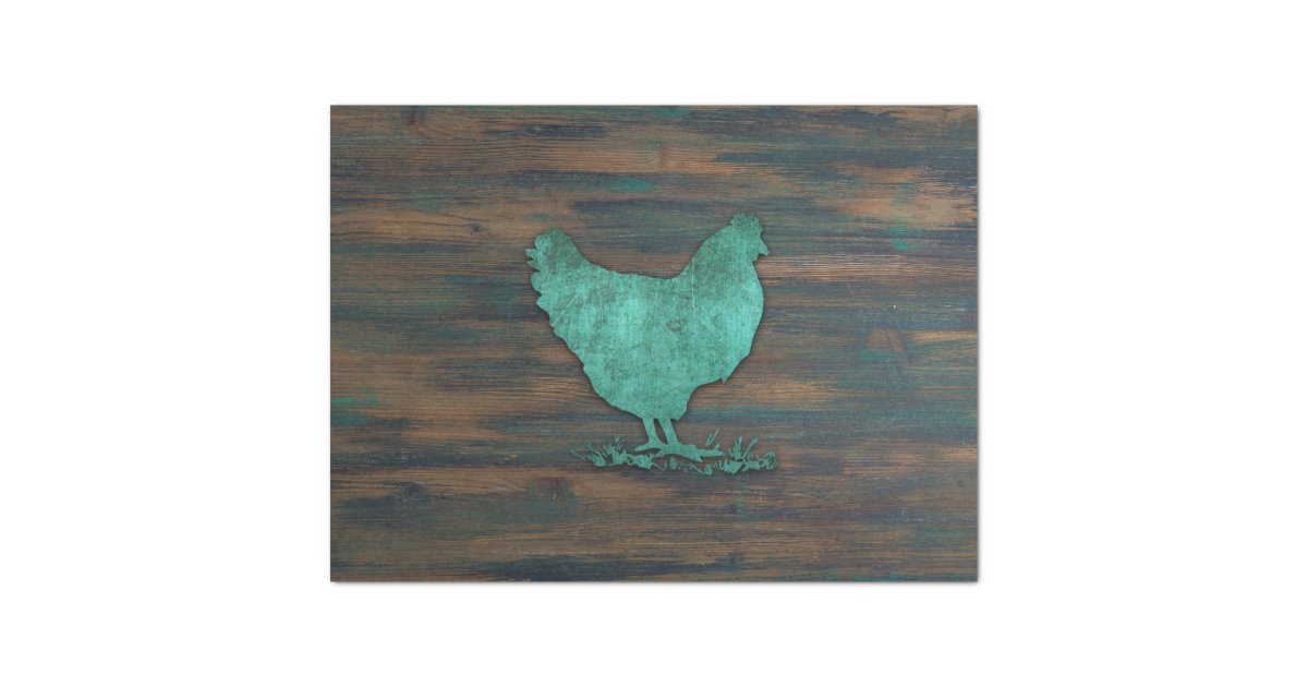 Rustic Chicken (Teal) Tissue Paper | Zazzle