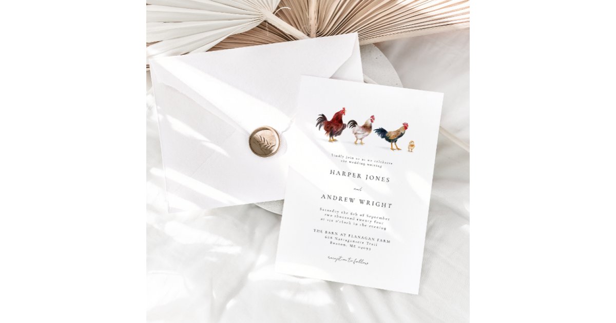 Rustic Chicken Wedding Invitation | Zazzle