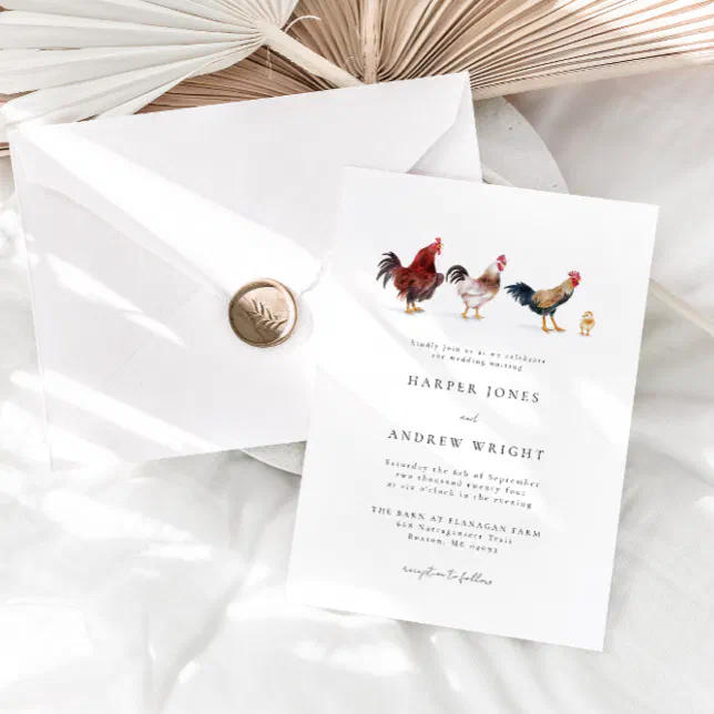 Rustic Chicken Wedding Invitation | Zazzle