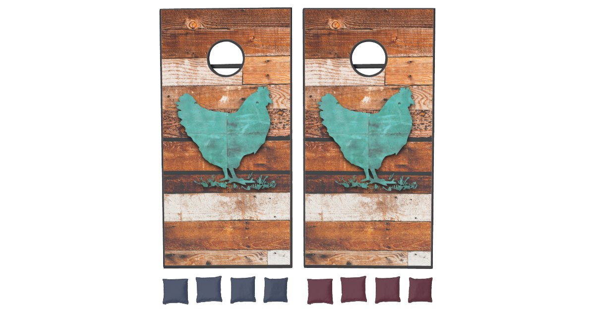 Rustic Chicken (Wooden Boards) Cornhole Set | Zazzle.com
