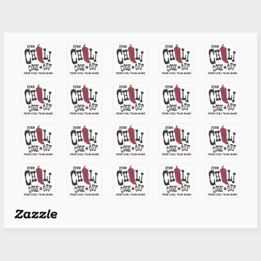 Rustic Chili Cook Off Competition Square Sticker | Zazzle