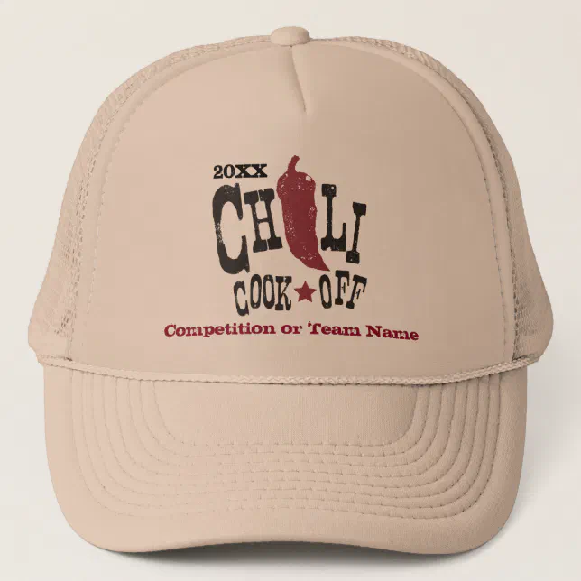Rustic Chili Cook Off Competition Trucker Hat | Zazzle