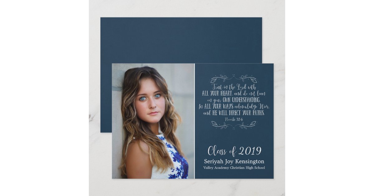 Rustic Christian Bible Verse Graduation Photo Invitation | Zazzle