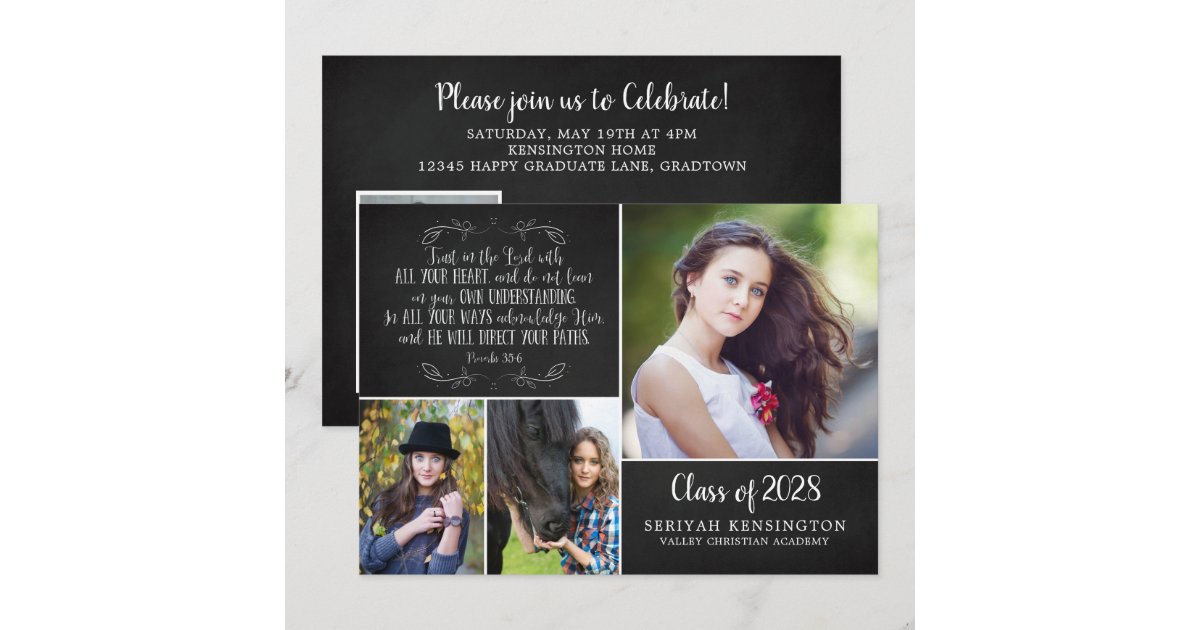 Rustic Christian Graduation Bible Verse Photo Invitation | Zazzle.com