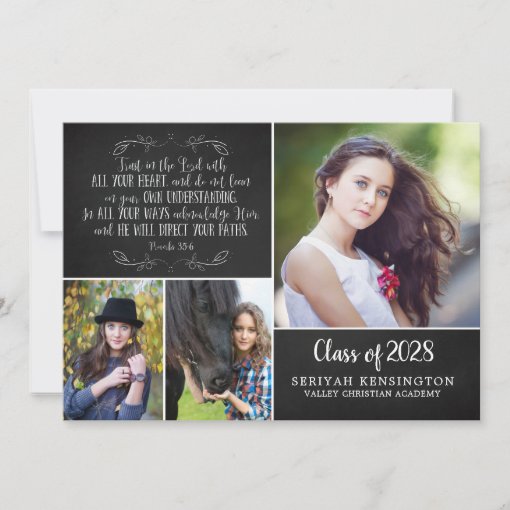 Rustic Christian Graduation Bible Verse Photo Invitation | Zazzle