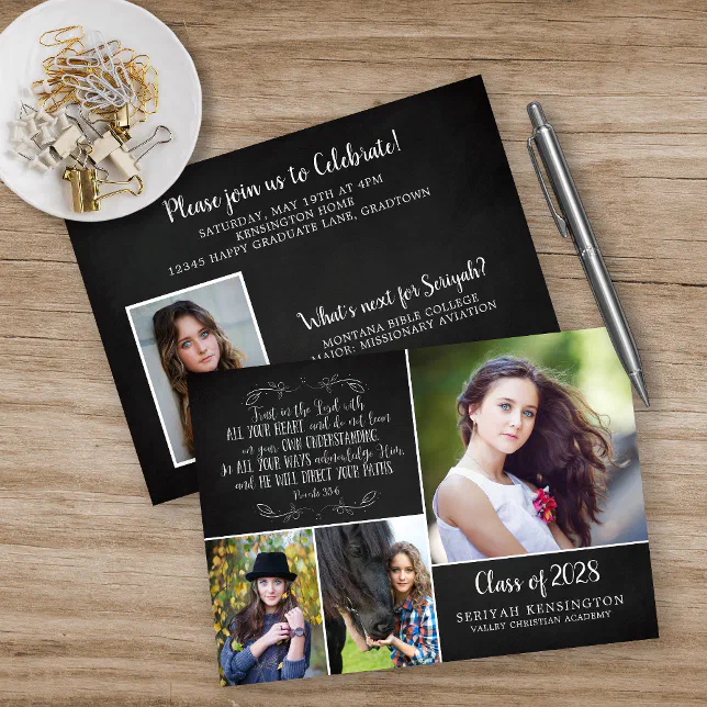 Rustic Christian Graduation Bible Verse Photo Invitation | Zazzle