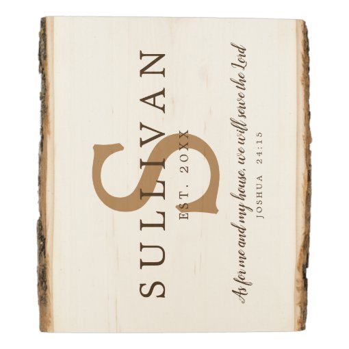 Rustic Christian Scripture Family Name Wood Art | Zazzle