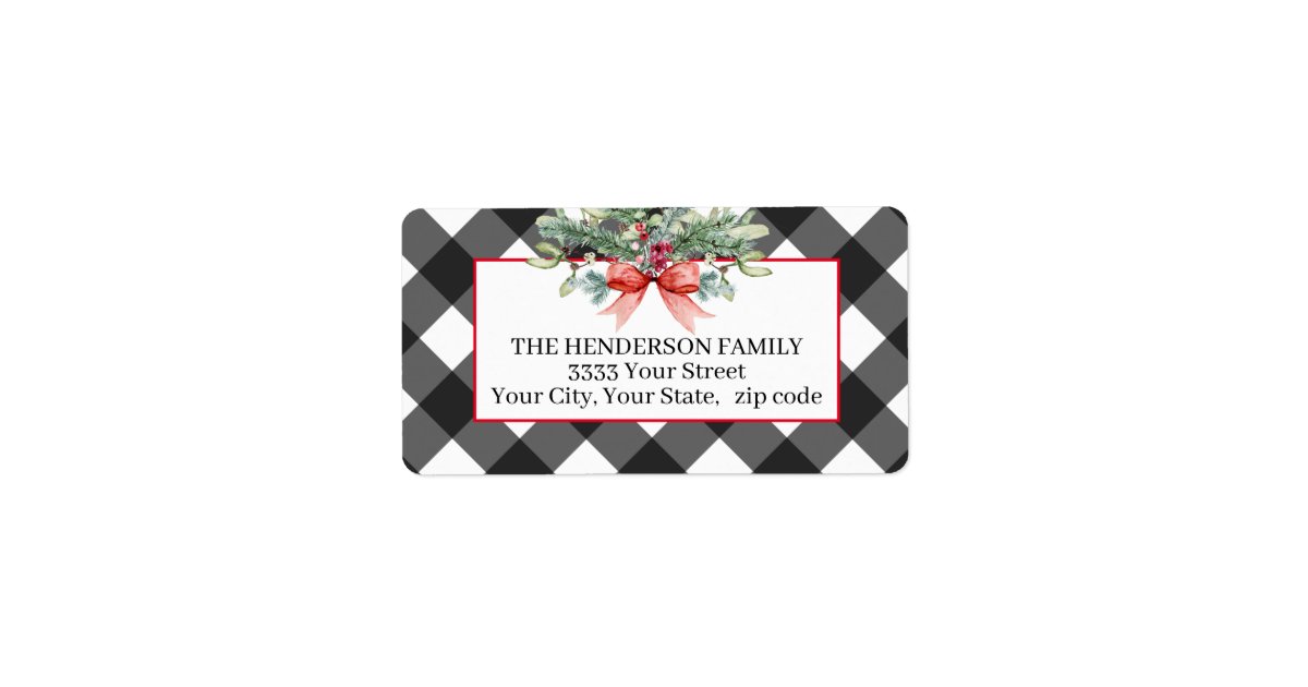 Rustic Christmas Buffalo Plaid Return Address Label | Zazzle