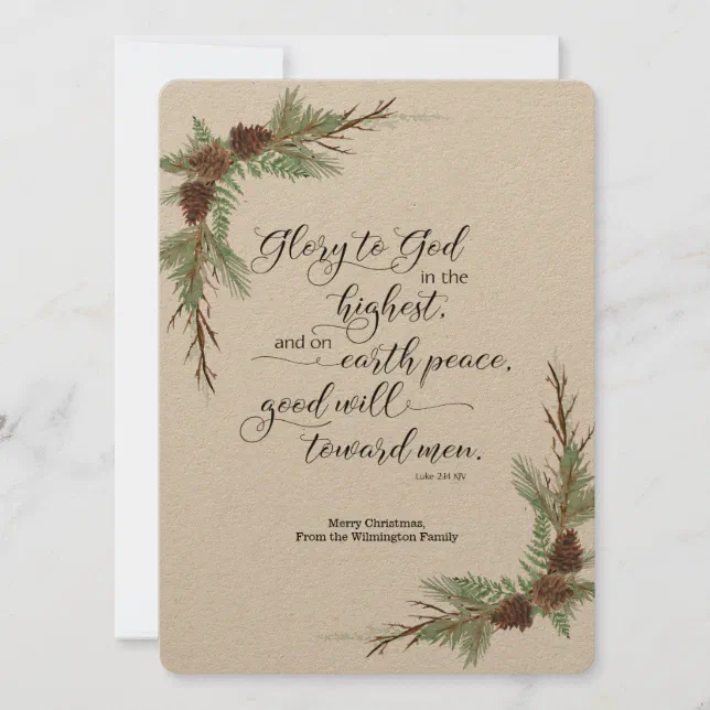 Rustic Christmas Card with KJV Bible Verse | Zazzle