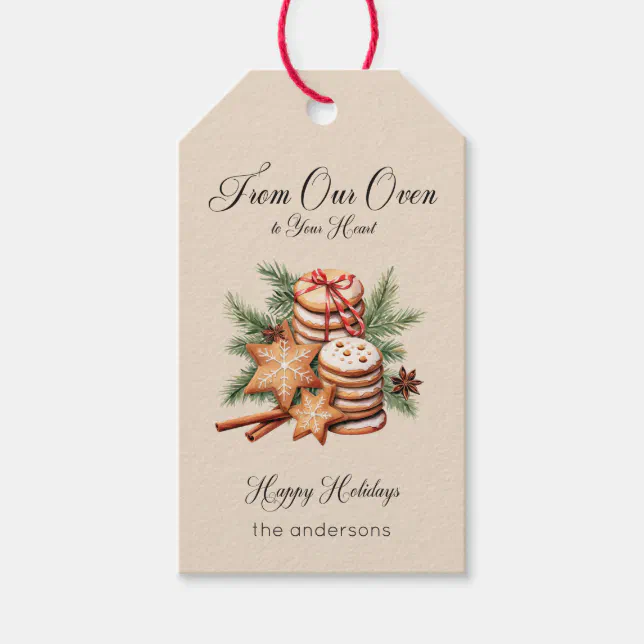 Rustic Christmas Cookie Tray Cream Gift Tag | Zazzle
