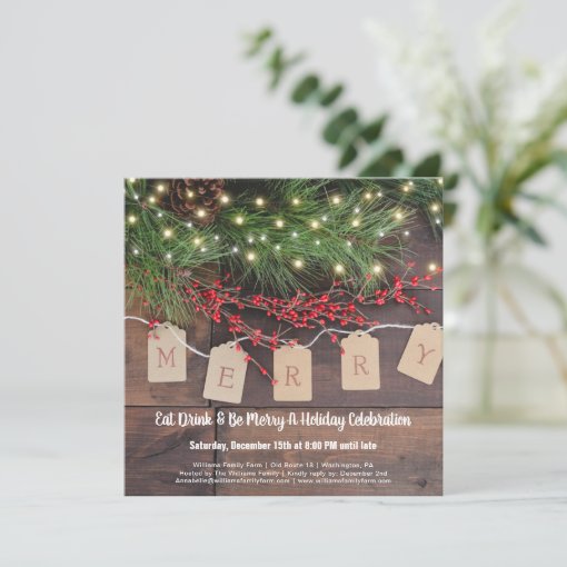 Rustic Christmas Country Holiday Party Invitation | Zazzle