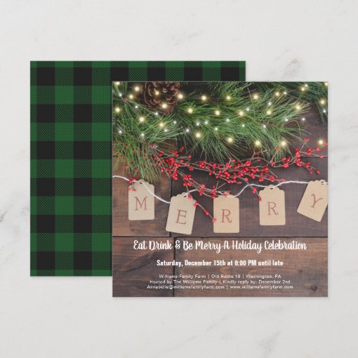 Rustic Christmas Country Holiday Party Invitation | Zazzle