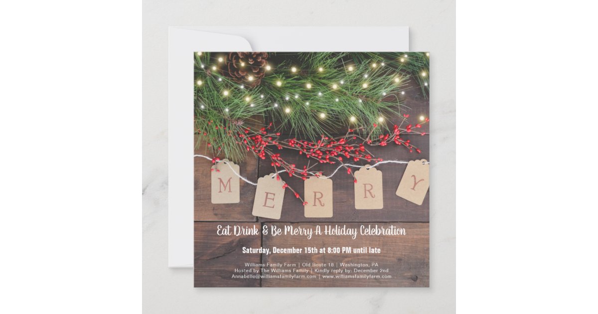 Rustic Christmas Country Holiday Party Invitation | Zazzle