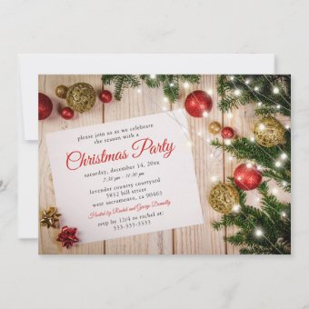 Rustic Christmas Decoration Party Invitation | Zazzle