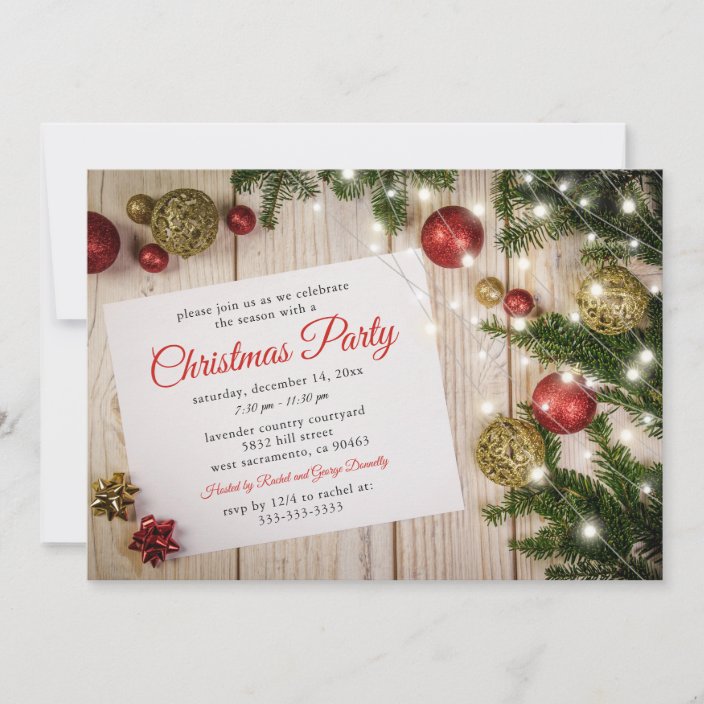 Rustic Christmas Decoration Party Invitation | Zazzle.com