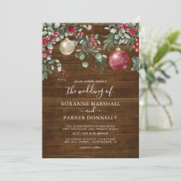 Rustic Christmas Floral Winter Wedding Invitation | Zazzle