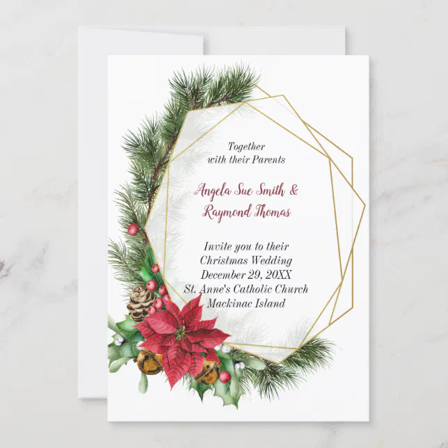 Rustic Christmas Geometric Wedding Invitation | Zazzle
