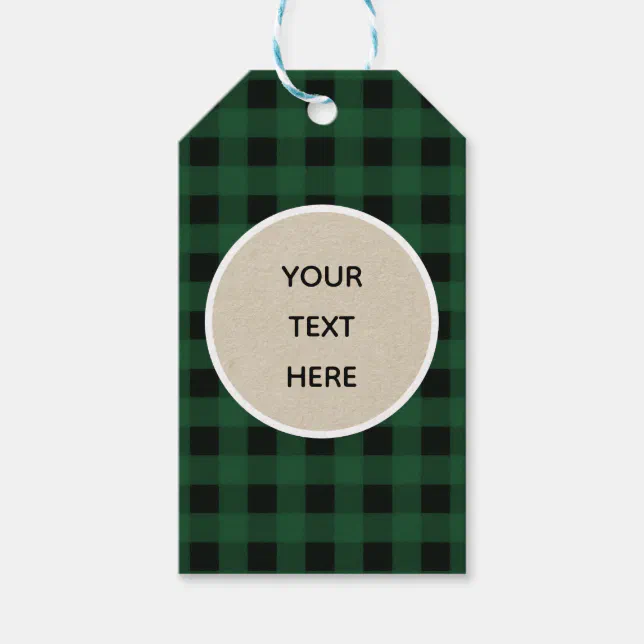 Rustic Christmas Holiday Green Buffalo Plaid Kraft Gift Tags | Zazzle