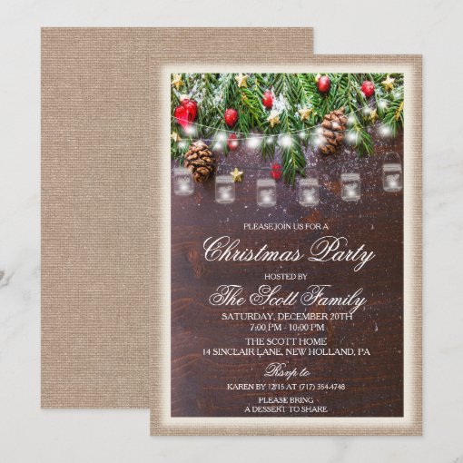 Rustic Christmas Holiday Invitation | Zazzle