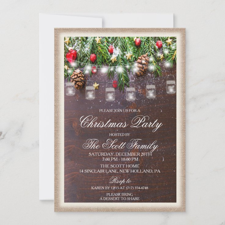 Rustic Christmas Holiday Invitation | Zazzle