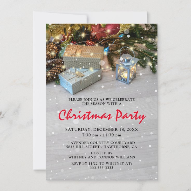 Rustic Christmas Holiday Party Invitation | Zazzle