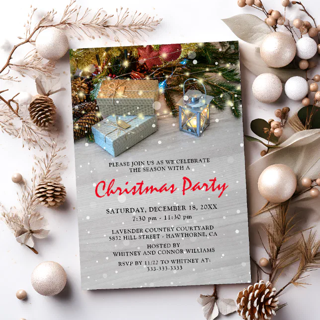 Rustic Christmas Holiday Party Invitation | Zazzle