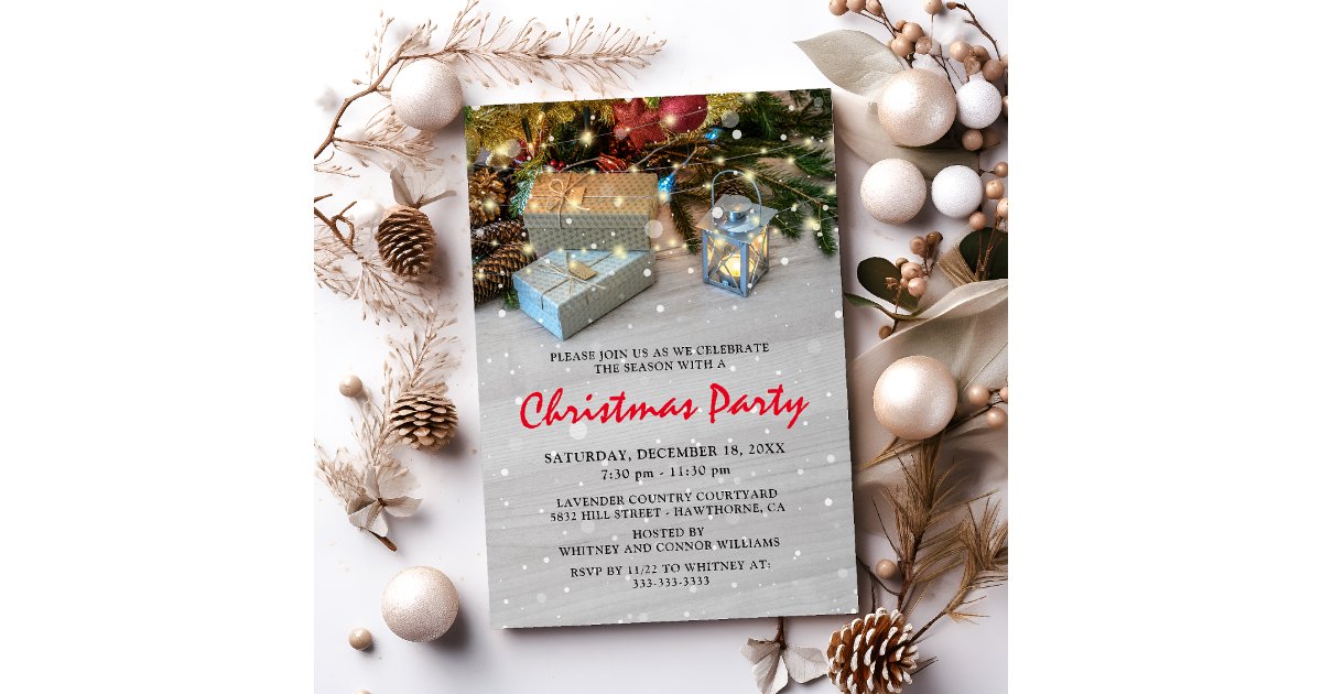 Rustic Christmas Holiday Party Invitation | Zazzle