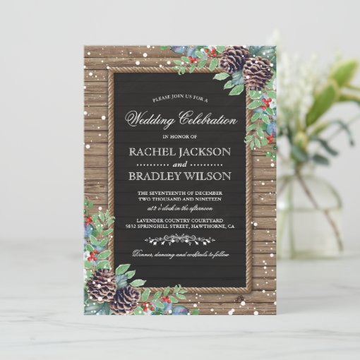 Rustic Christmas Invites | Winter Wedding | Zazzle
