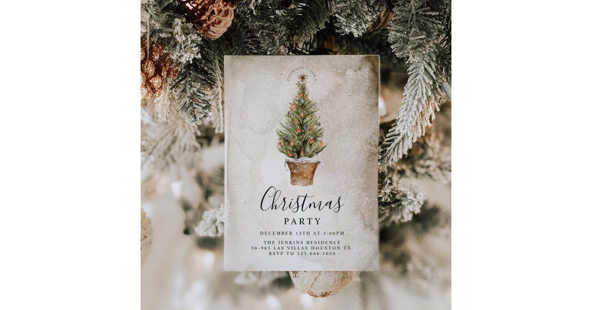 Rustic Christmas Party Invitation | Zazzle