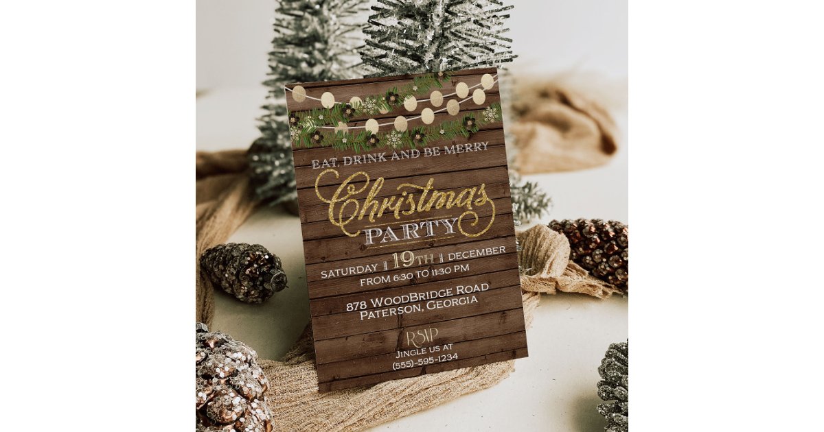 Rustic Christmas Party Invitation | Zazzle