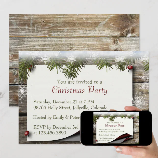 Rustic Christmas Party Invitation | Zazzle