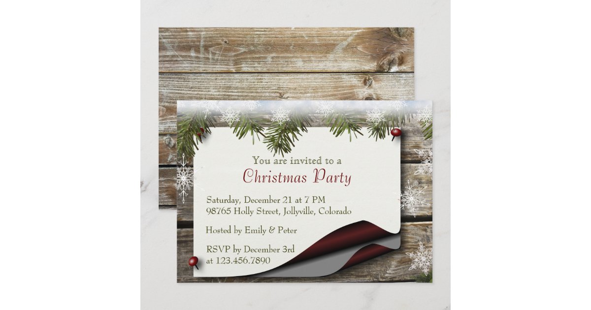 Rustic Christmas Party Invitation | Zazzle