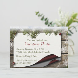 Rustic Christmas Party Invitation | Zazzle