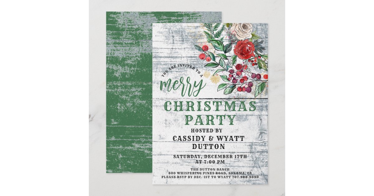 Rustic Christmas Party Invitation | Zazzle