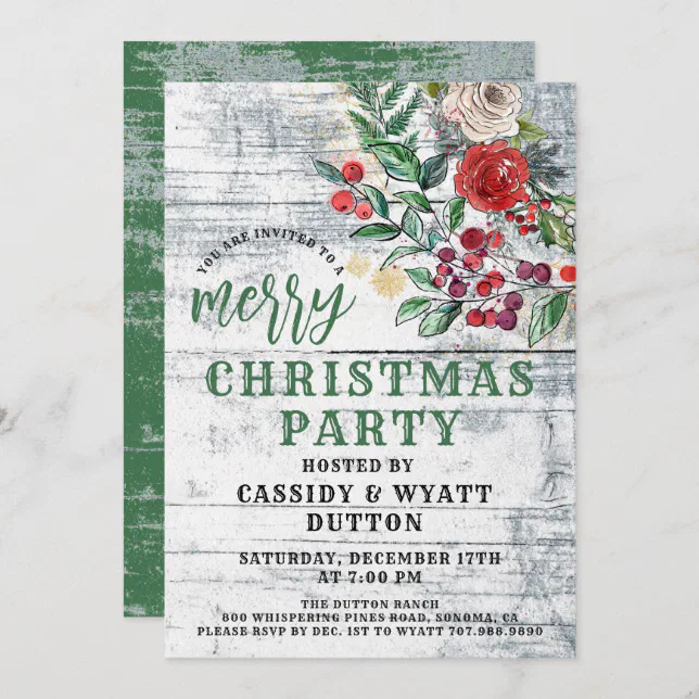 Rustic Christmas Party Invitation | Zazzle