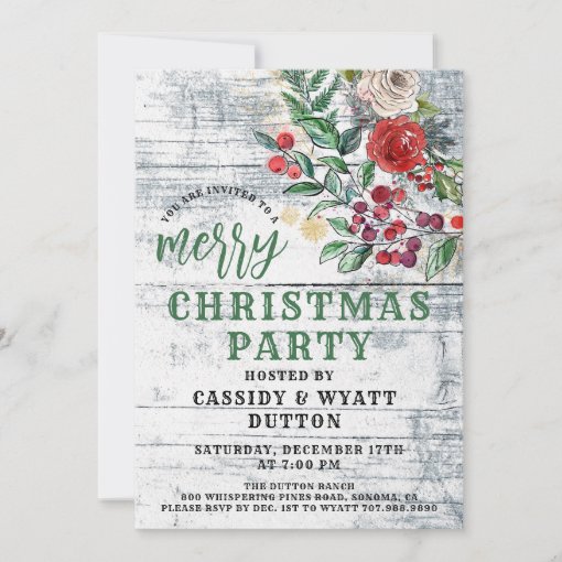 Rustic Christmas Party Invitation | Zazzle