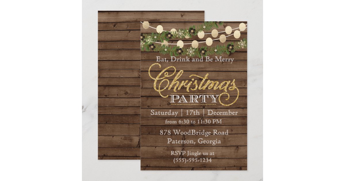 Rustic Christmas Party Invitation | Zazzle.com