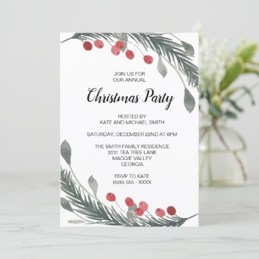 Rustic Christmas Party Winter Invitations | Zazzle