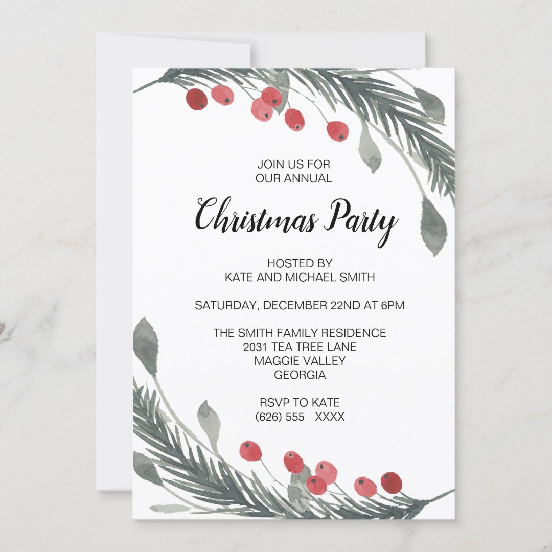 Rustic Christmas Party Winter Invitations | Zazzle