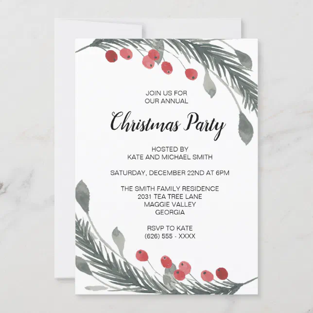 Rustic Christmas Party Winter Invitations | Zazzle