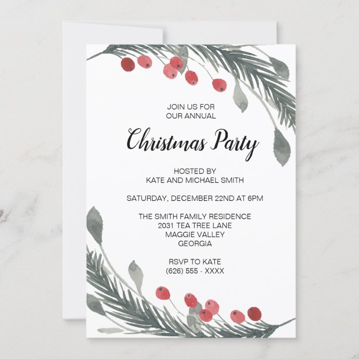 Rustic Christmas Party Winter Invitations | Zazzle