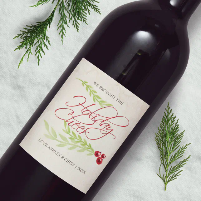 Rustic Christmas Personalized Boho Chic Wine Label | Zazzle