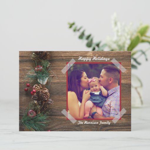 Rustic Christmas Photo Holiday Card | Zazzle